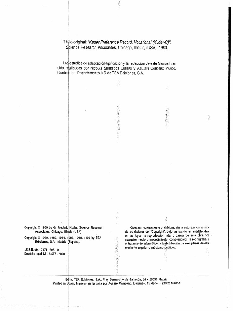 Kuder C Manual | PDF