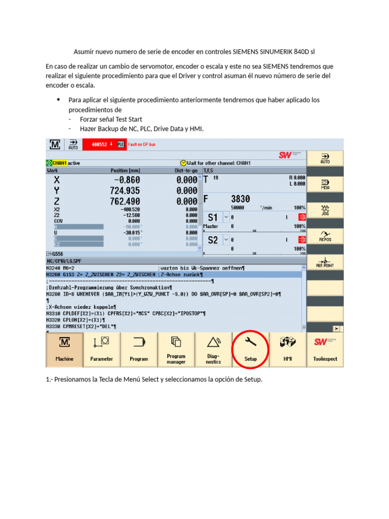 Asumir Nuevo Numero de Serie de Encoder en Controles SIEMENS SINUMERIK 840D SL | PDF