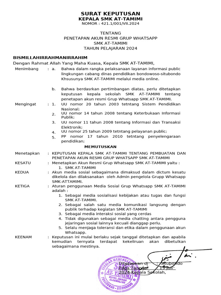 SK Kepsek Grup Wa | PDF