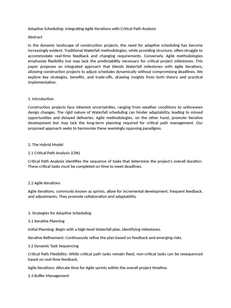 Hybrid Agile-Critical Path Scheduling | PDF | Agile Software Development
