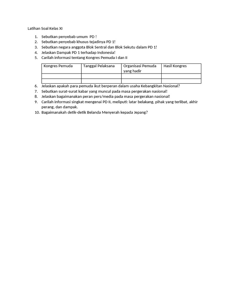 Latihan Soal Kelas XI | PDF