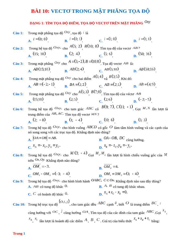 Bai-10-Vecto-trong-mat-phang-toa-do-KNTT | PDF