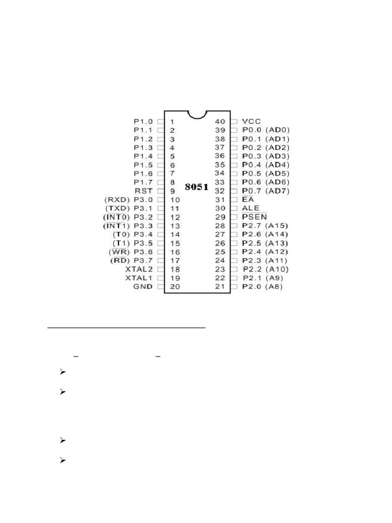 4.5. Pin Diagram of 8051 | PDF | Microcontroller | Integrated Circuit
