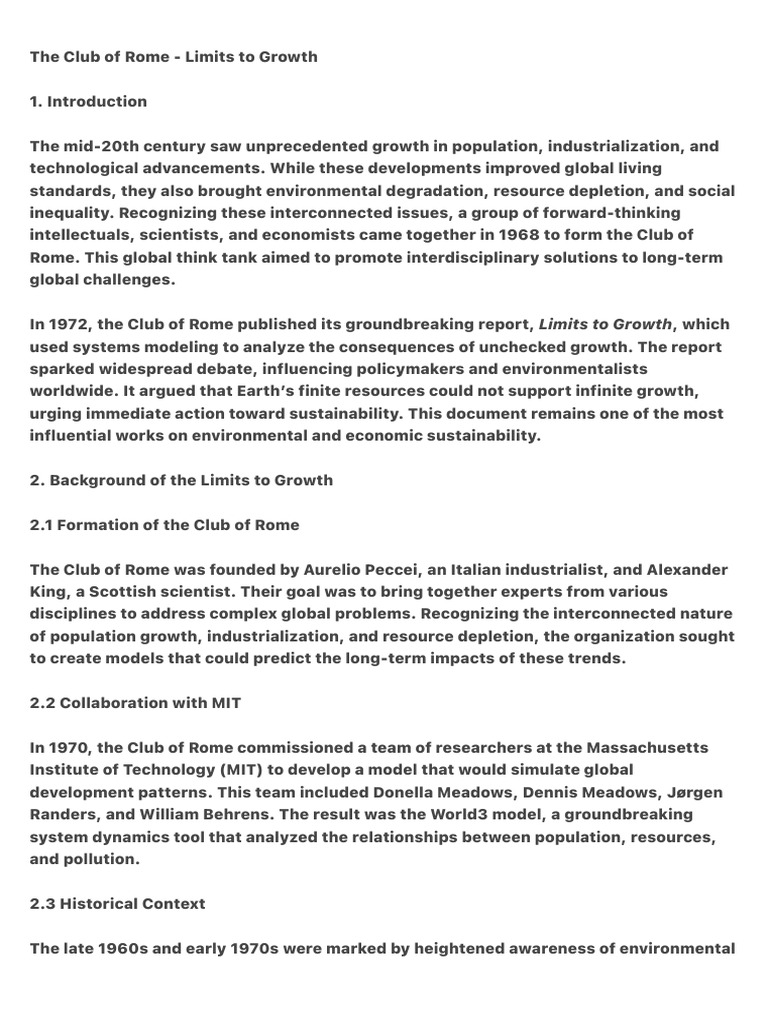 Club of Rome: Limits to Growth Insights | PDF | Sustainability ...
