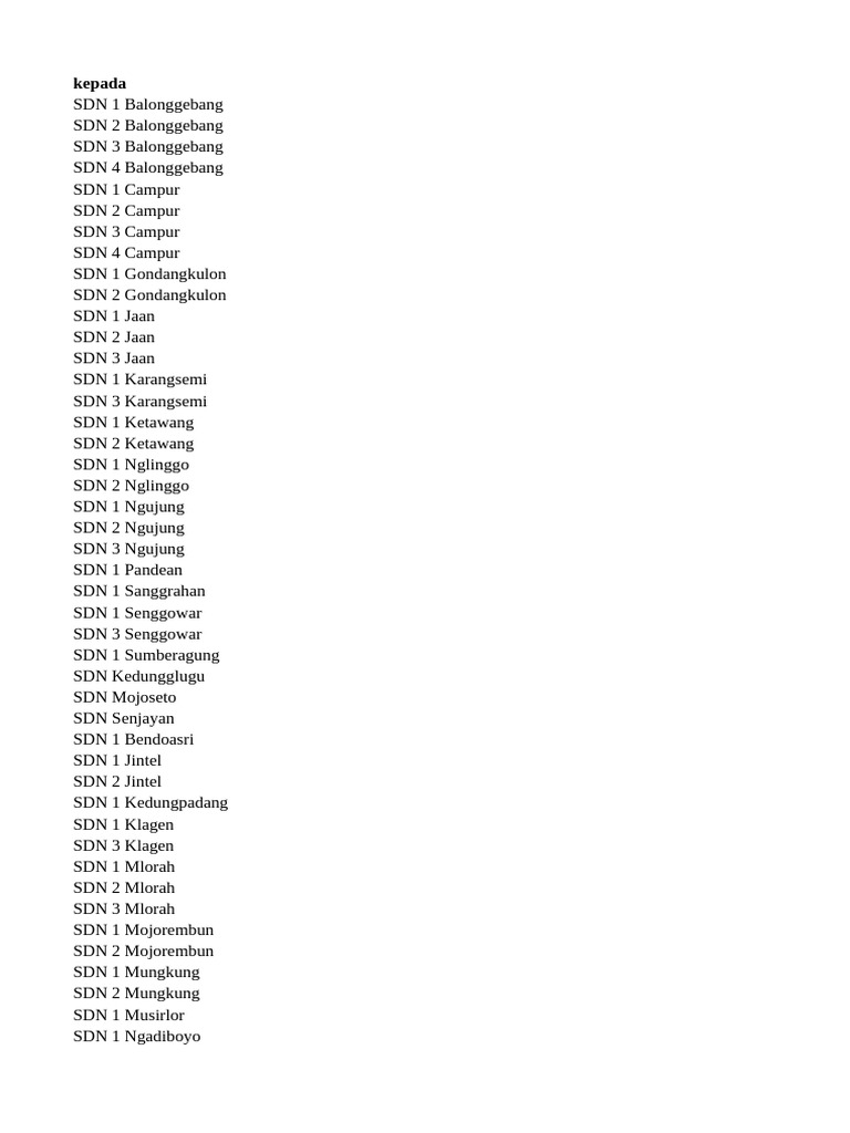 Daftar Sekolah | PDF