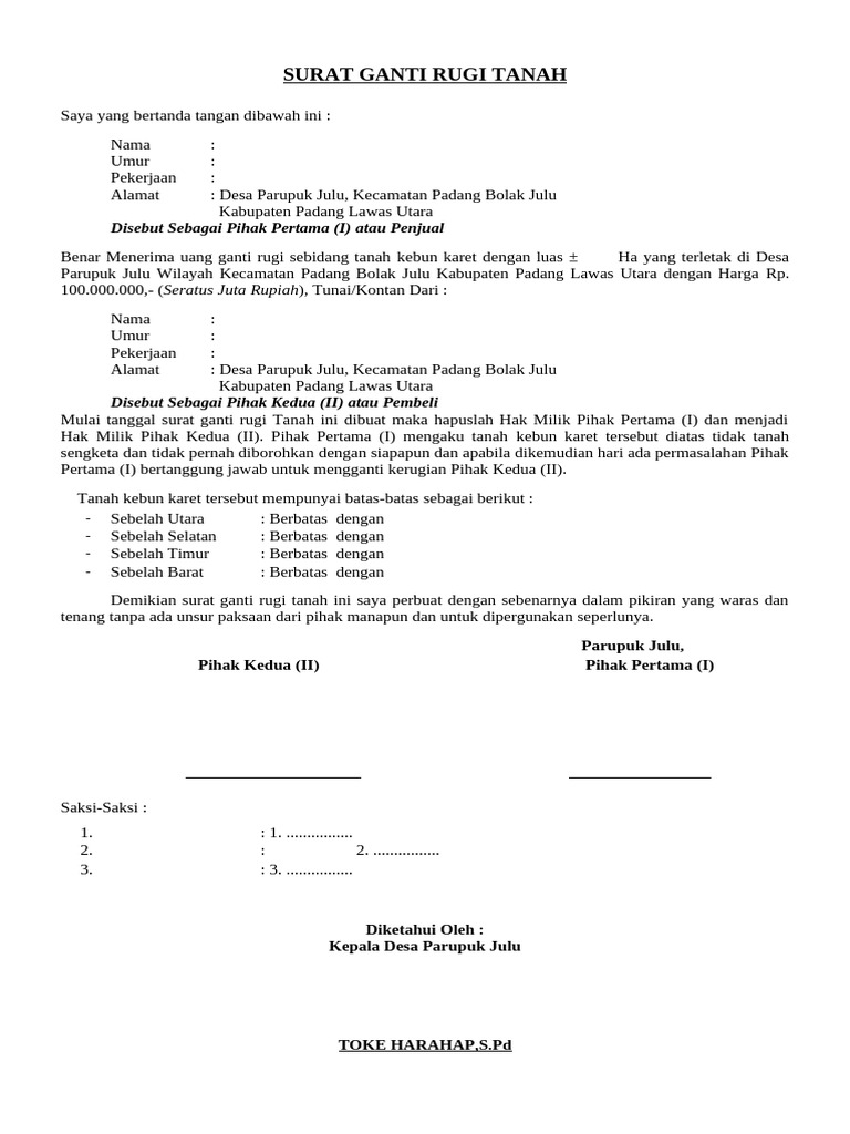 Balanko Surat Tanah Kosong | PDF