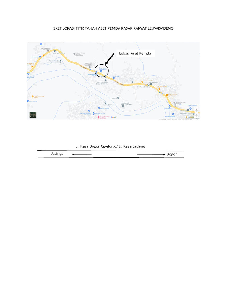 Sket Lokasi Titik Tanah Aset Pemda Pasar Rakyat Leuwisadeng | PDF