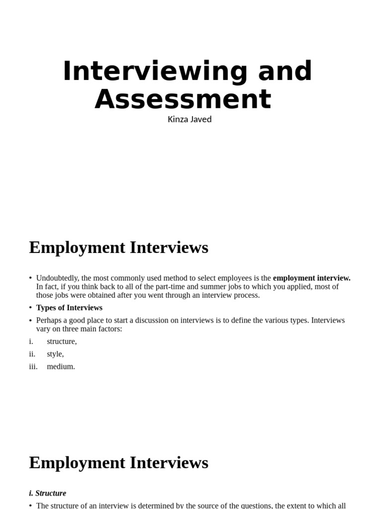 Types and Techniques of Employment Interviews | PDF | Interview ...