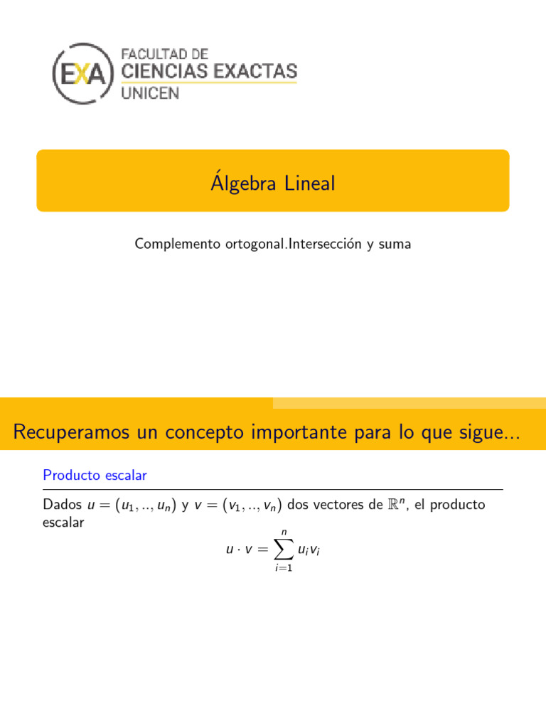 Complemento Ortogonal en Álgebra Lineal | PDF | Ortogonalidad | Subespacio lineal