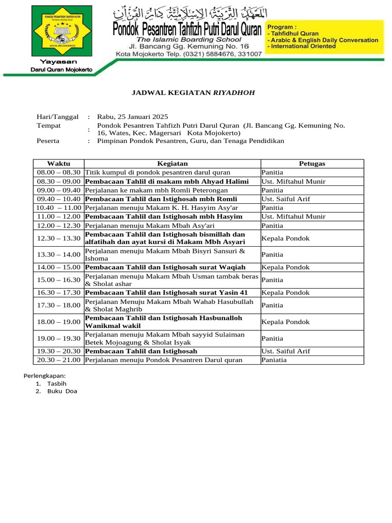 Rundow Acara Riyadloh | PDF