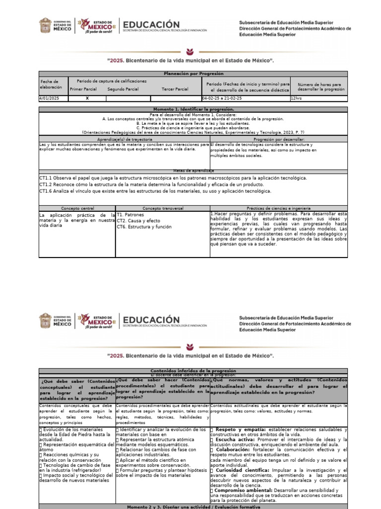 Taller de Ciencias I Progresion 1 | PDF | Evaluación | Aprendizaje