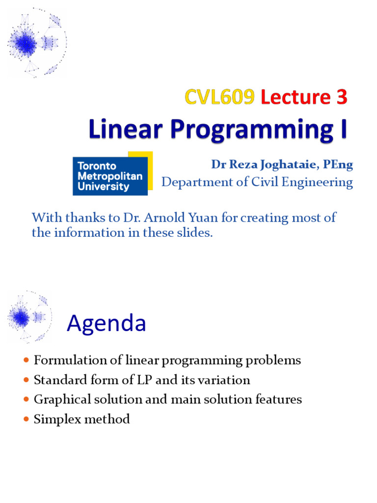 CVL609 Lec3 LP-I Posted | PDF | Linear Programming | Mathematical Optimization