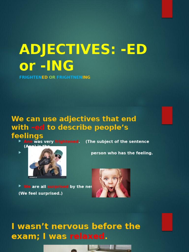 Adjectives With Ed or Ing Fun Activities Games Grammar Drills Grammar Guides 110146 | PDF