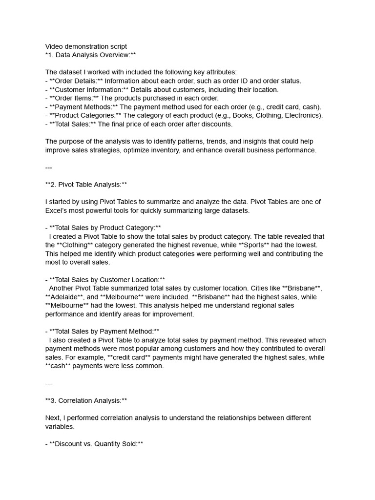 Video demonstration script | PDF | Regression Analysis | Dependent And Independent Variables