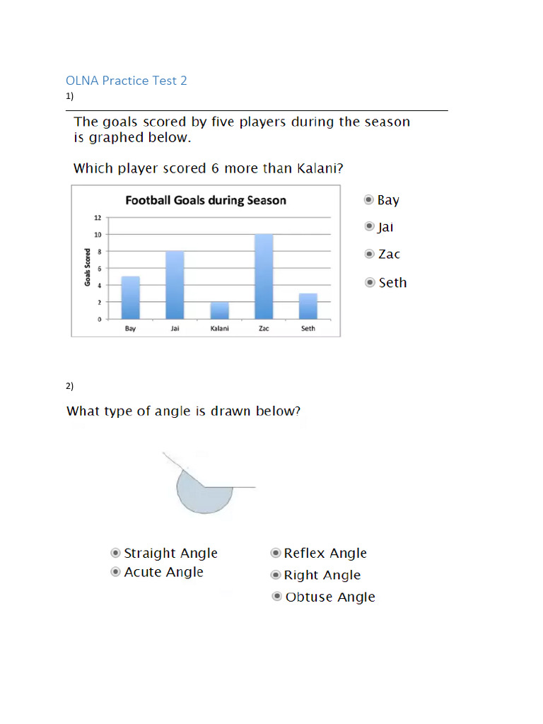 OLNA Practice Test 2 | PDF