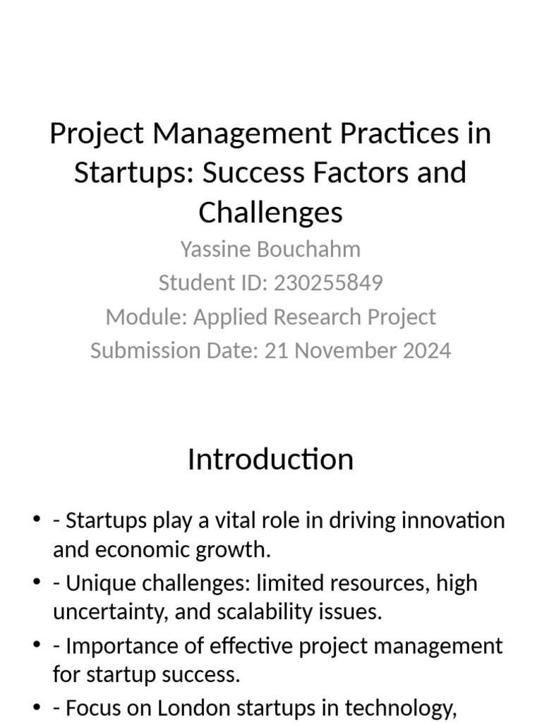 Project Management Startups Presentation | PDF | Startup Company ...