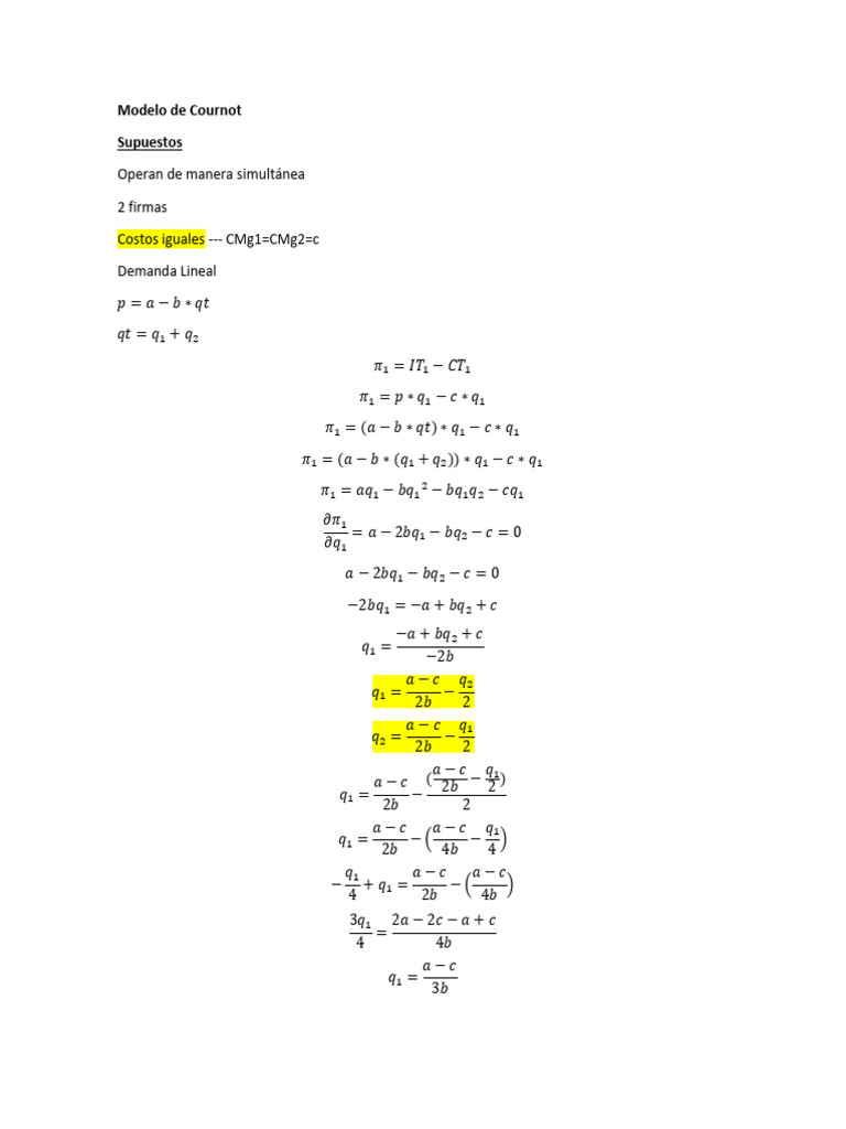 Modelo de Cournot | PDF