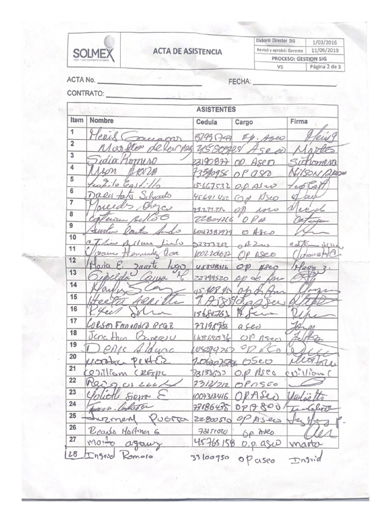 Acta de Asistencia | PDF