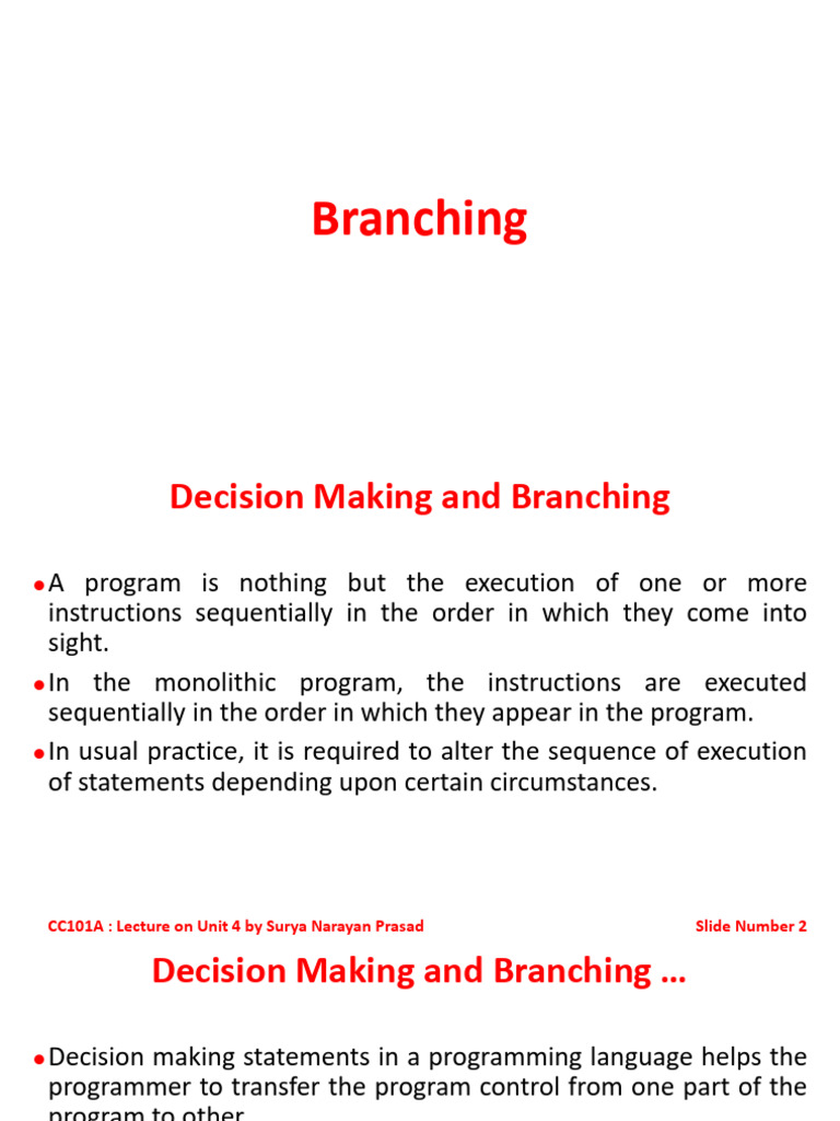 7. Branching | PDF | Boolean Data Type | Software Development
