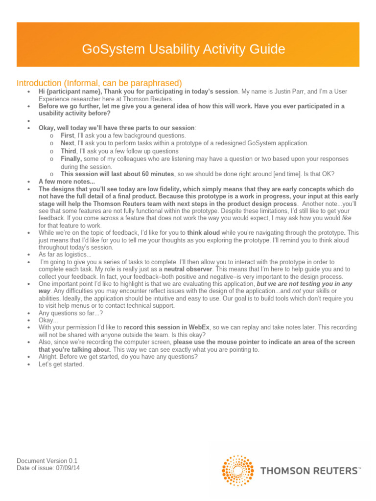 GoSystem_UX Activity Guide_20140710v1 | PDF | Usability | Menu (Computing)