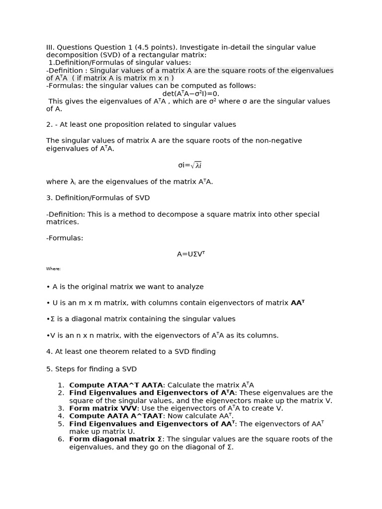 Final | PDF | Matrix (Mathematics) | Eigenvalues And Eigenvectors
