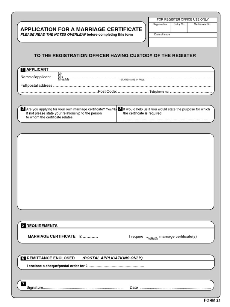 Marriage Certificate Application Form | PDF