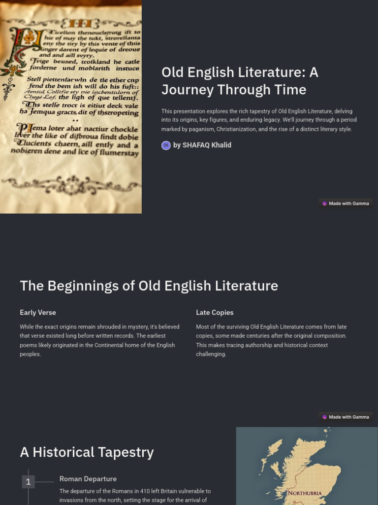 Old English Literature A Journey Through Time | PDF