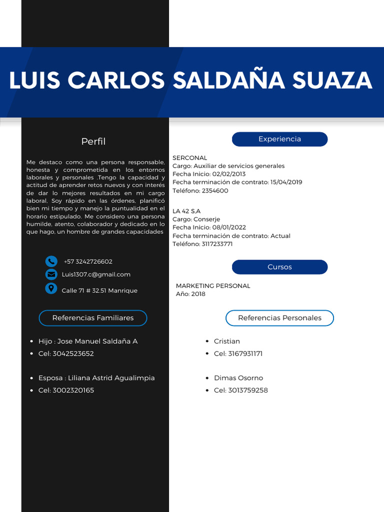 HOJA DE VIDA LUIS CARLOS | PDF