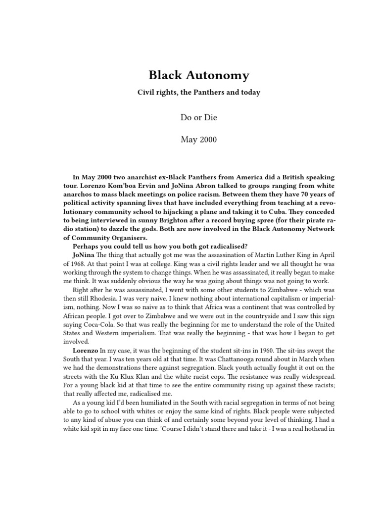 do-or-die-black-autonomy | PDF | Black Power | Black Panther Party