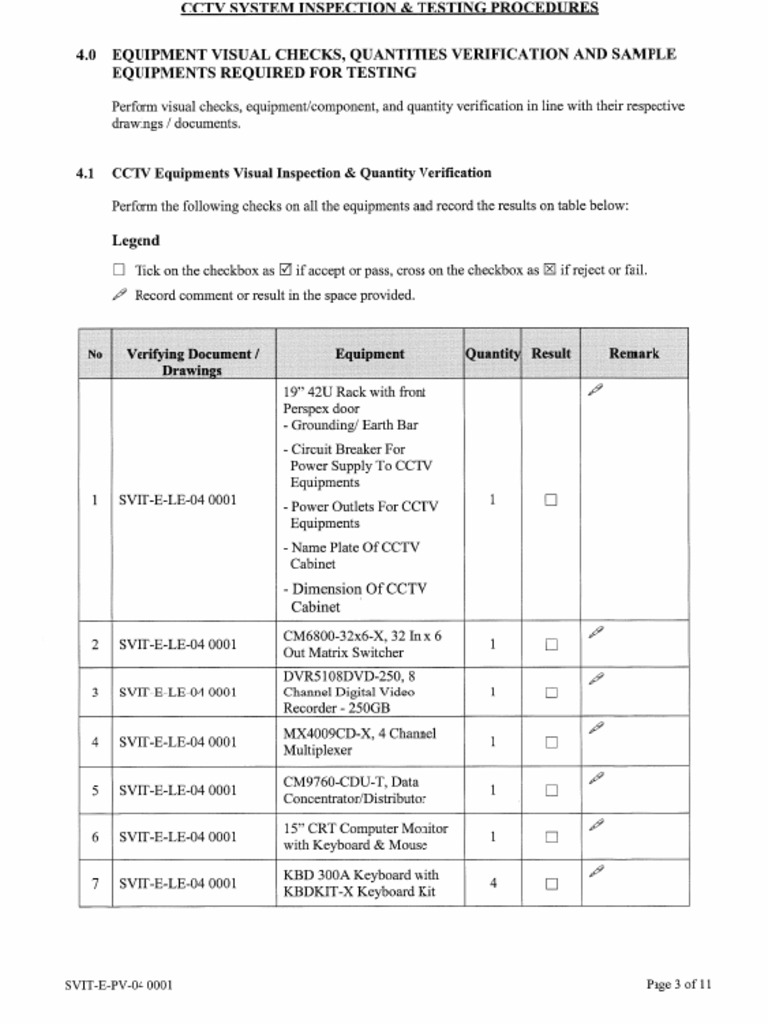 SVIT-E-PV 4001_CCTV SYSTEM_INSPECTION TEST PROCEDURE_8 | PDF