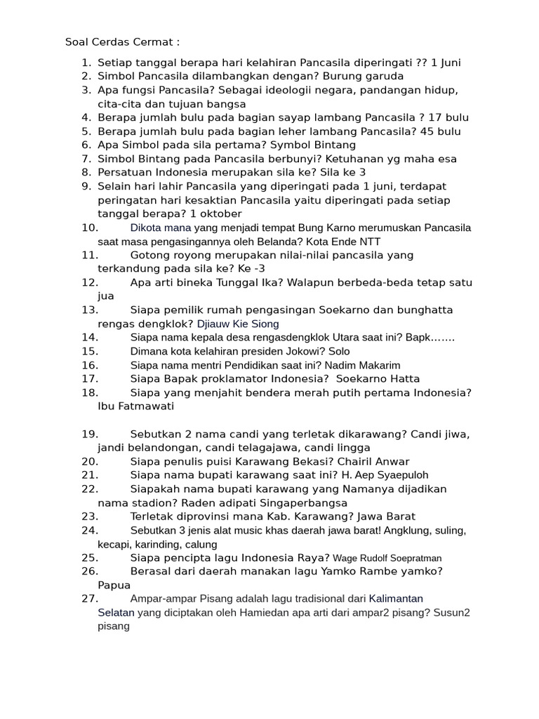 Soal Kuis Pancasila | PDF