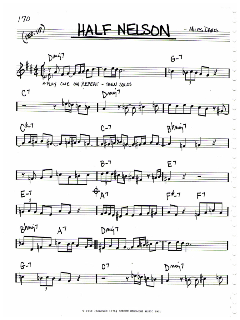 Half Nelson BB Lead Sheet | PDF