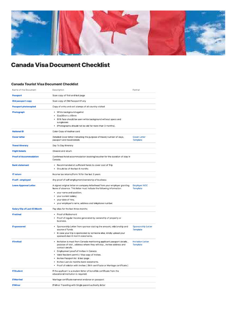 Canada Document Checklist | PDF