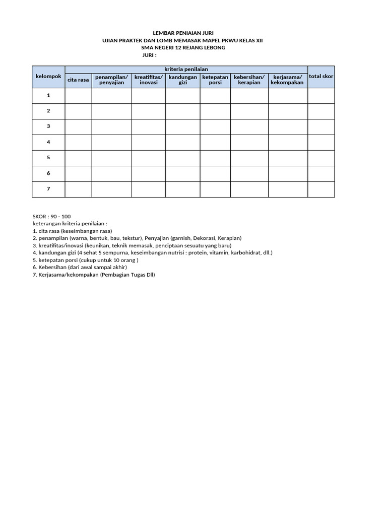 Lembar Peniaian Ujian Praktek Pkwu Ronald | PDF