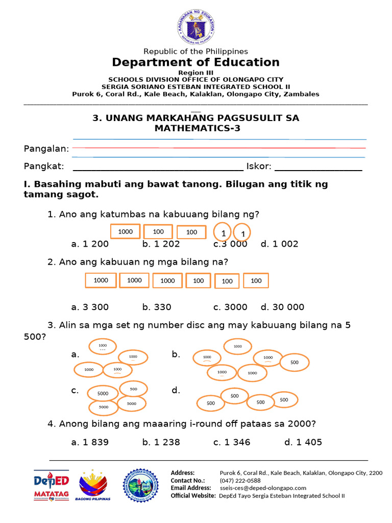 GR 3-MATH-3 PT Q1 DELA-CRUZ | PDF