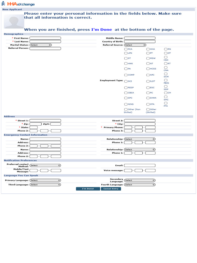 HHA Exchange - New Applicant | PDF | Computing | Communication