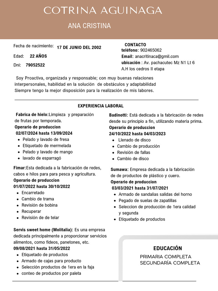 CV Ana Cotrina | PDF