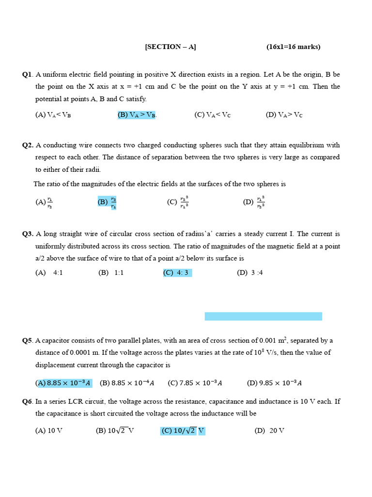 MCQ Sample Paper Physics 1 | PDF | Atomic Nucleus | Electron