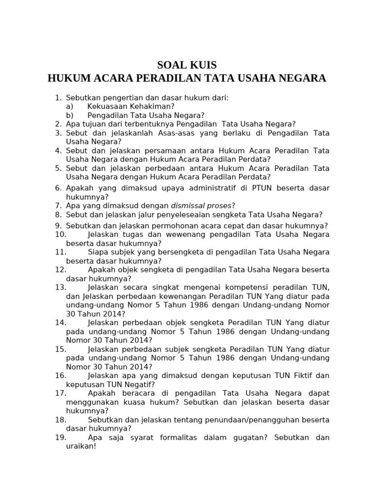 Soal Kuis Tun Uts | PDF