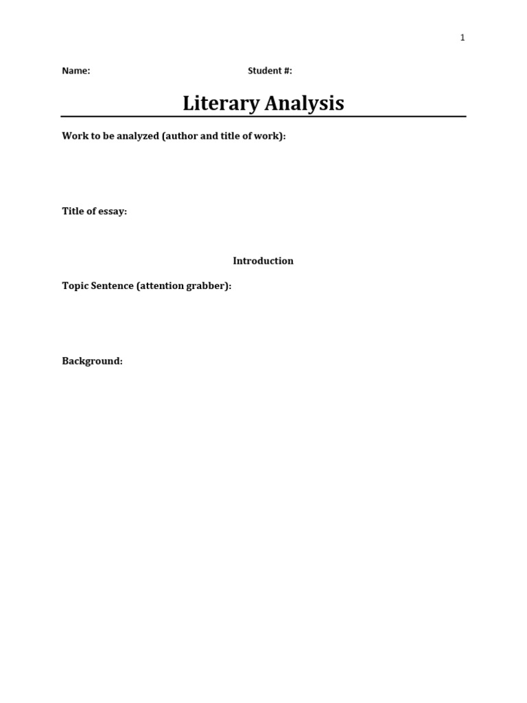 2a. Literary Analysis Outline Worksheet | PDF