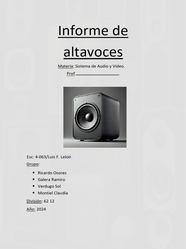 Informe de Altavoces Portada | PDF