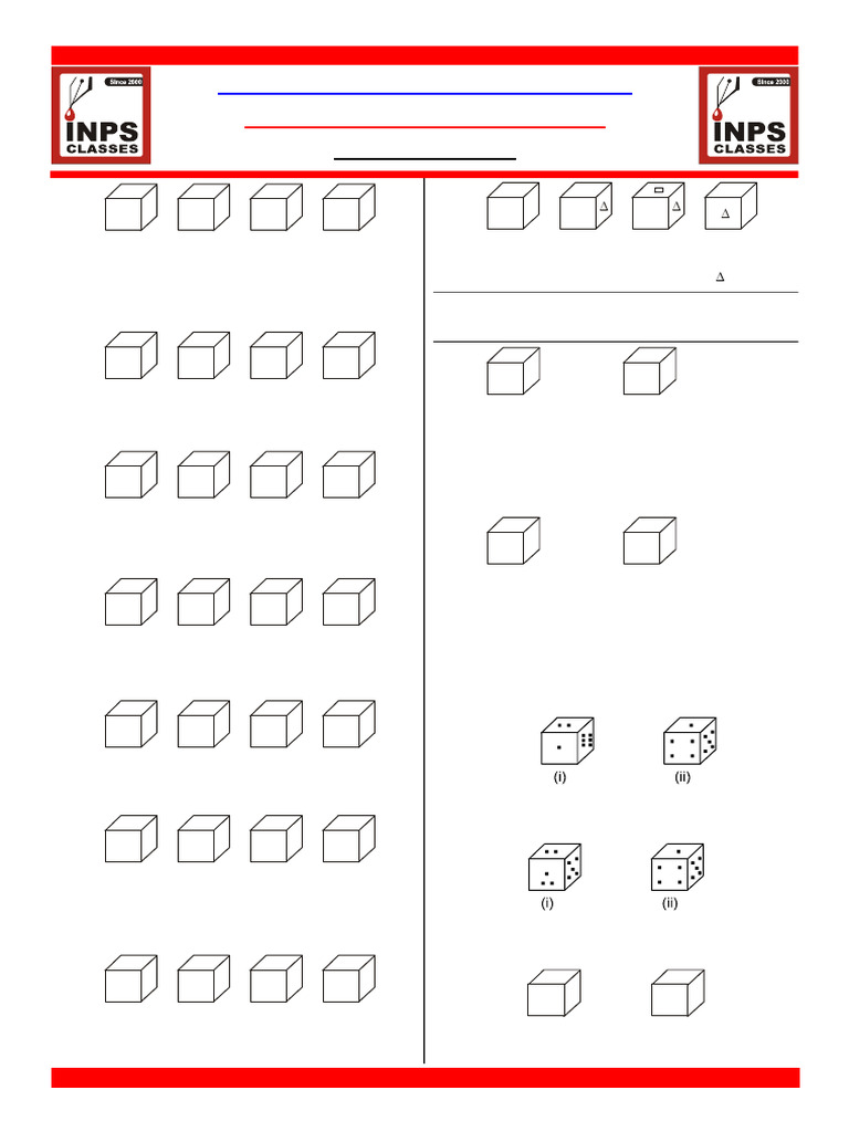 DPP 71 Reasoning Cube and Cuboid INPS Classes | PDF