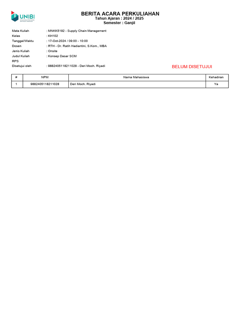 BAP Kuliah Supply Chain Management 20241120 2 | PDF