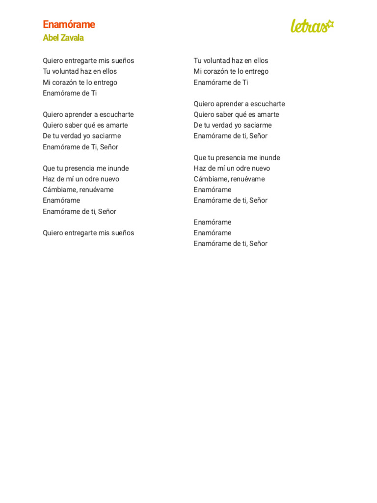 ENAMÓRAME - Abel Zavala (Impresión) | PDF
