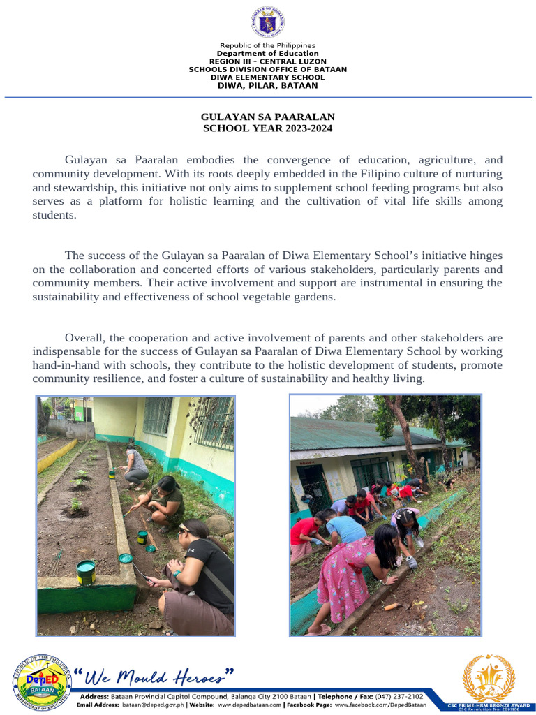 Gulayan sa Paaralan Initiative 2023-2024 | PDF