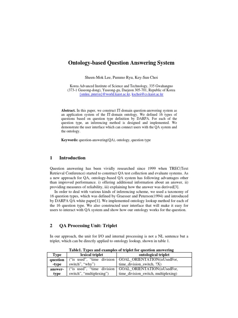 Ontology-Based Question Answering System | PDF | Information Retrieval ...