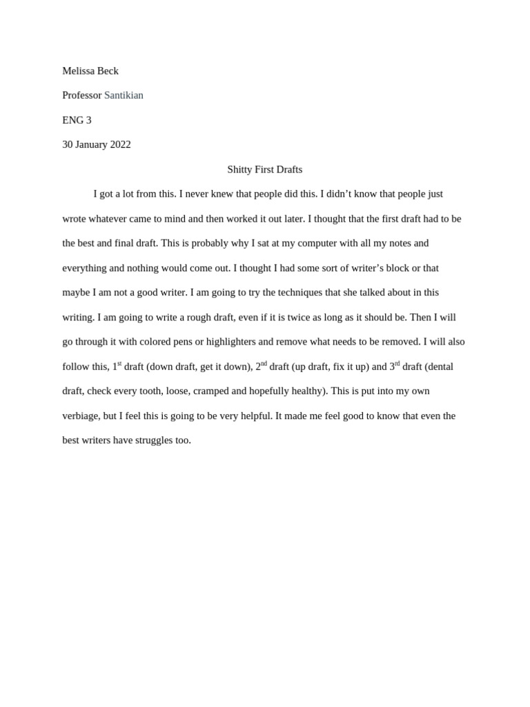 Shitty First Drafts | PDF