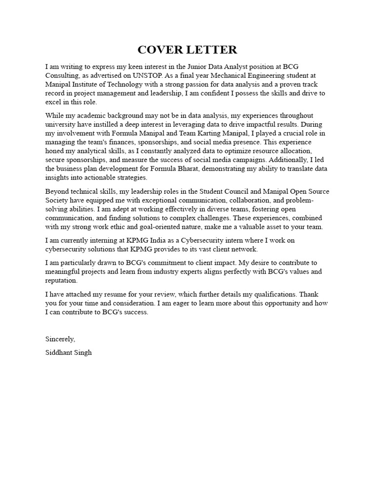 BCG Cover letter | PDF