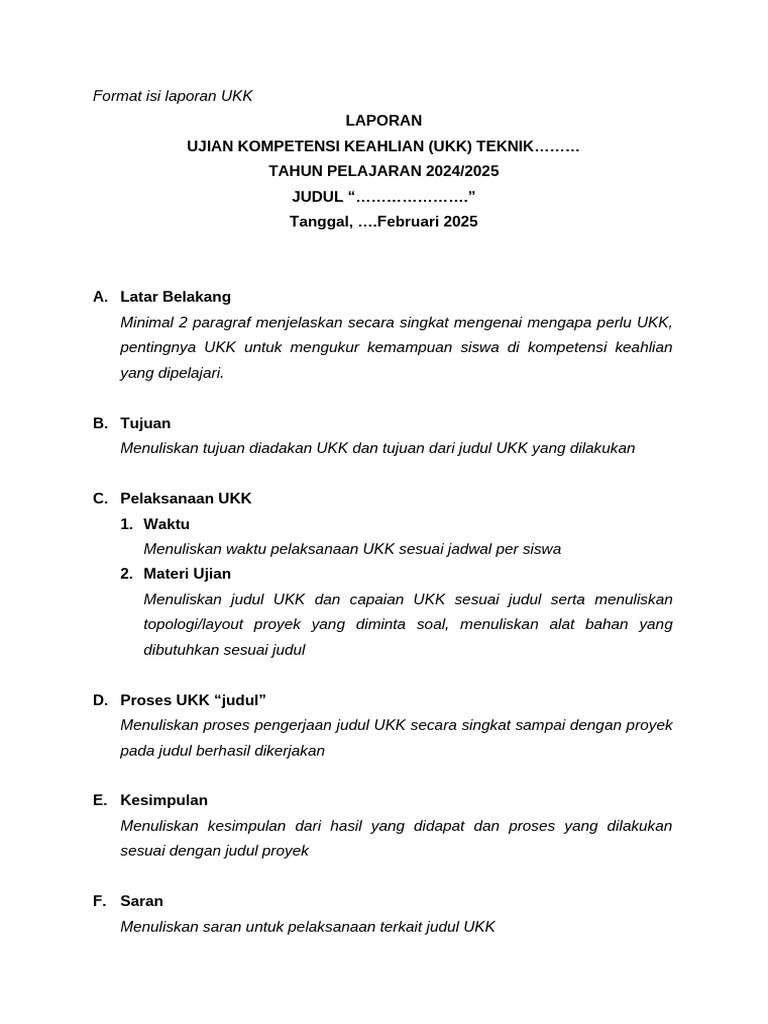 Format Laporan Ukk | PDF
