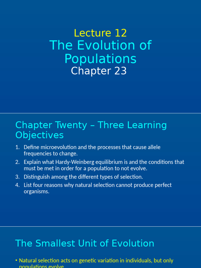 Gen Bio II Lecture 12chapter 23 - The Evolution of Populations - Tagged ...
